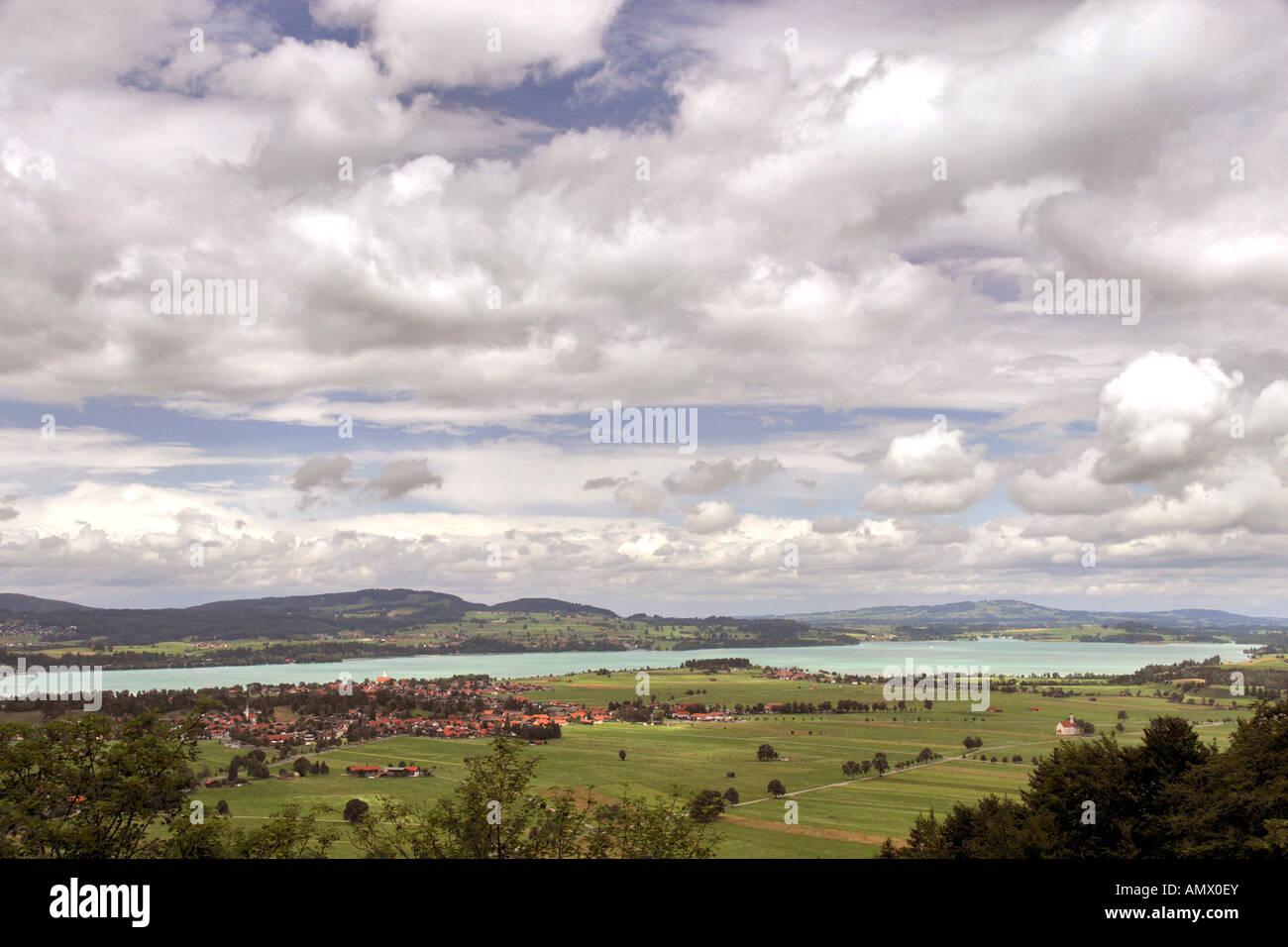 Neuschwanstein Castle, view to Forggensee, Germany, Bavaria, Allgaeu ...