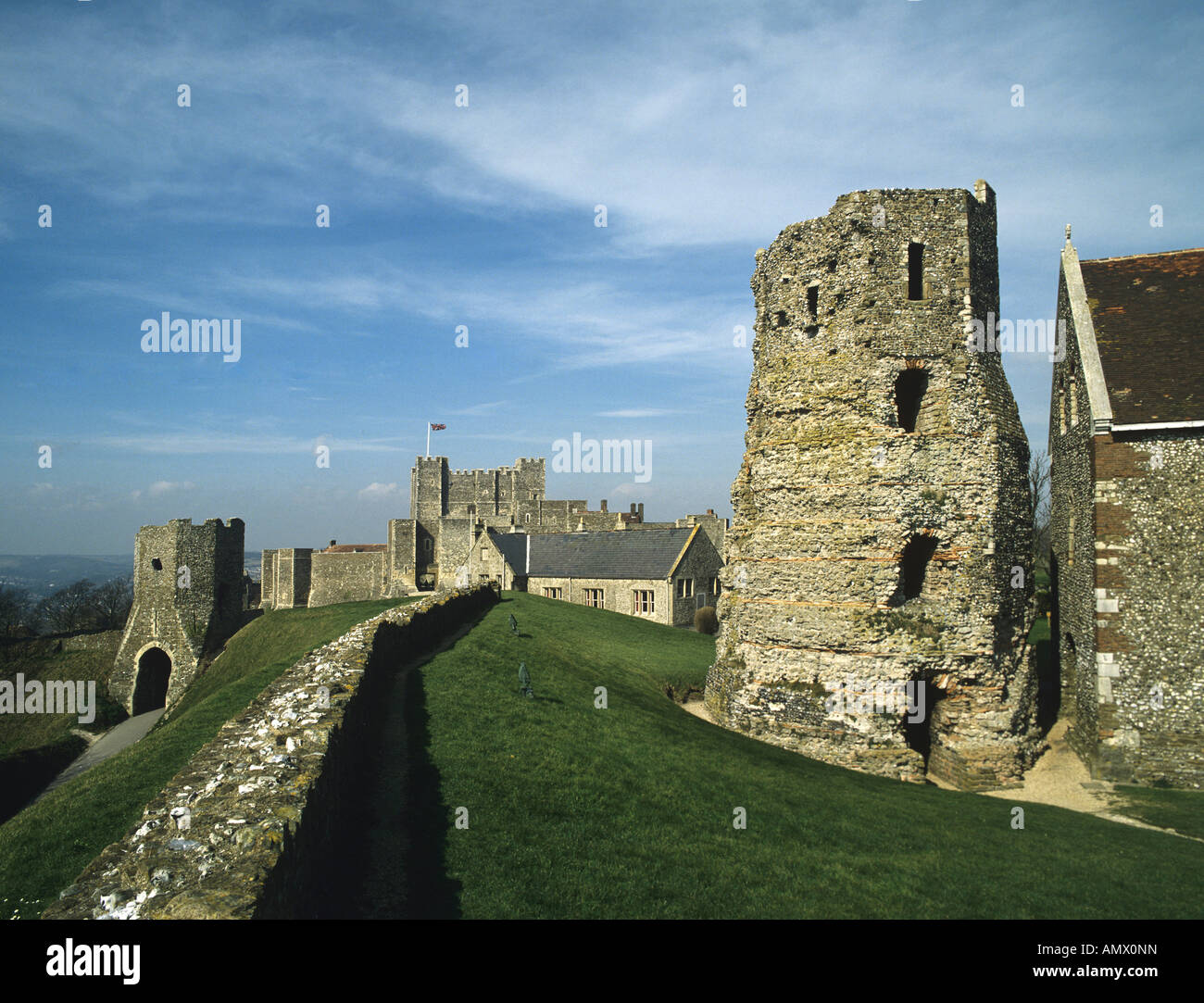 The Pharos Roman lighthouse stands with in the walls of Dover Castle ...