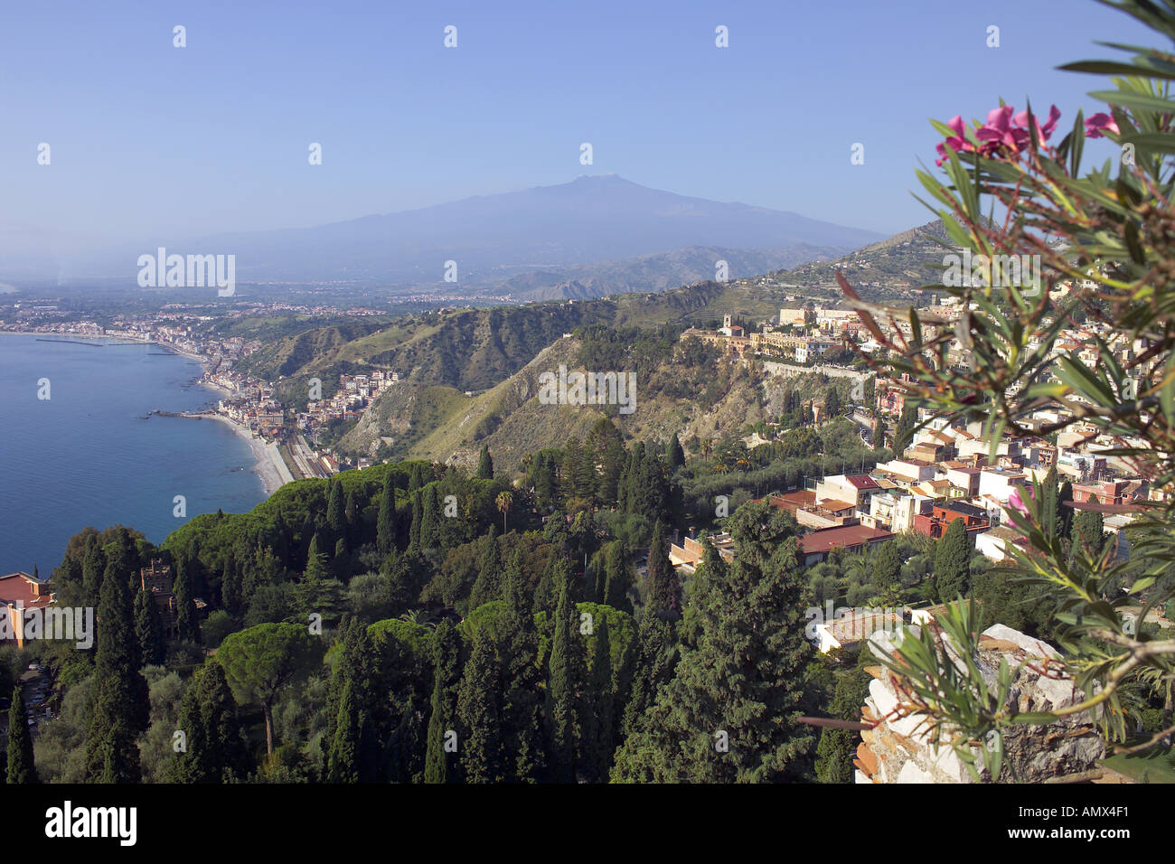 Taormina, View of Mount Etna Stock Photo - Alamy