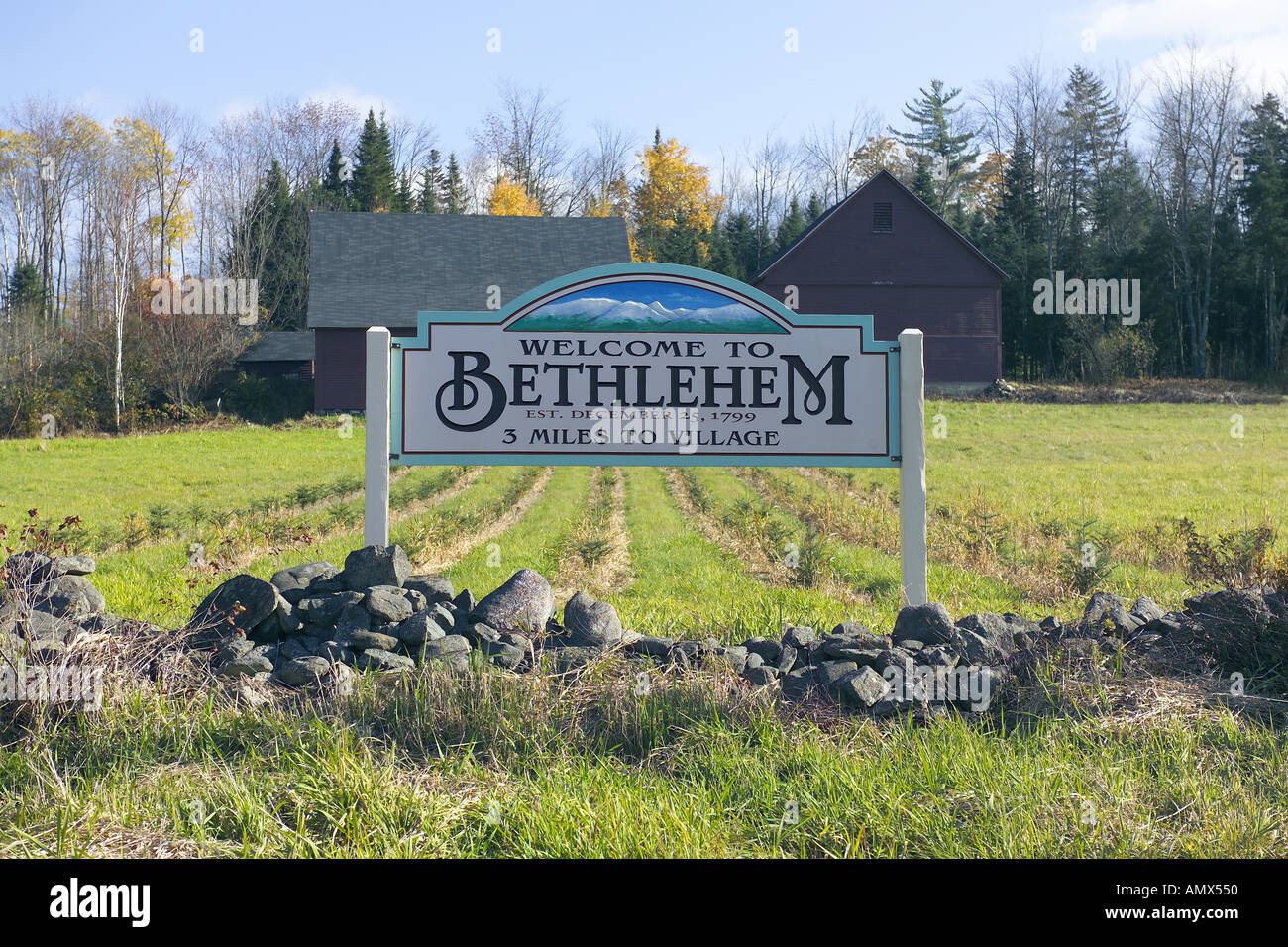 New Hampshire, Welcome to Bethlehem Sign Stock Photo - Alamy