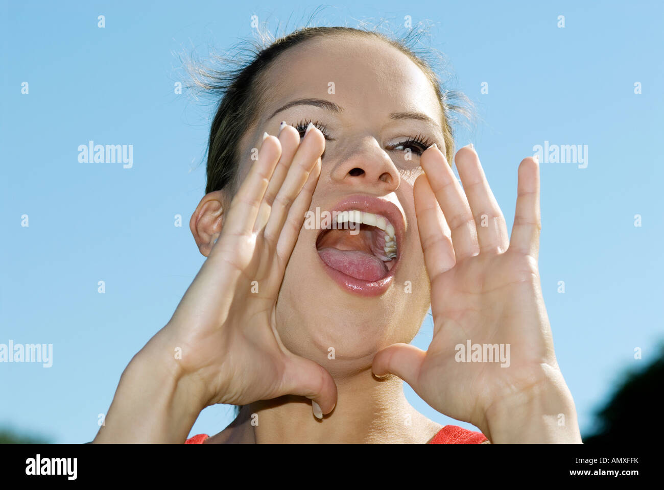 Woman yelling Stock Photo - Alamy