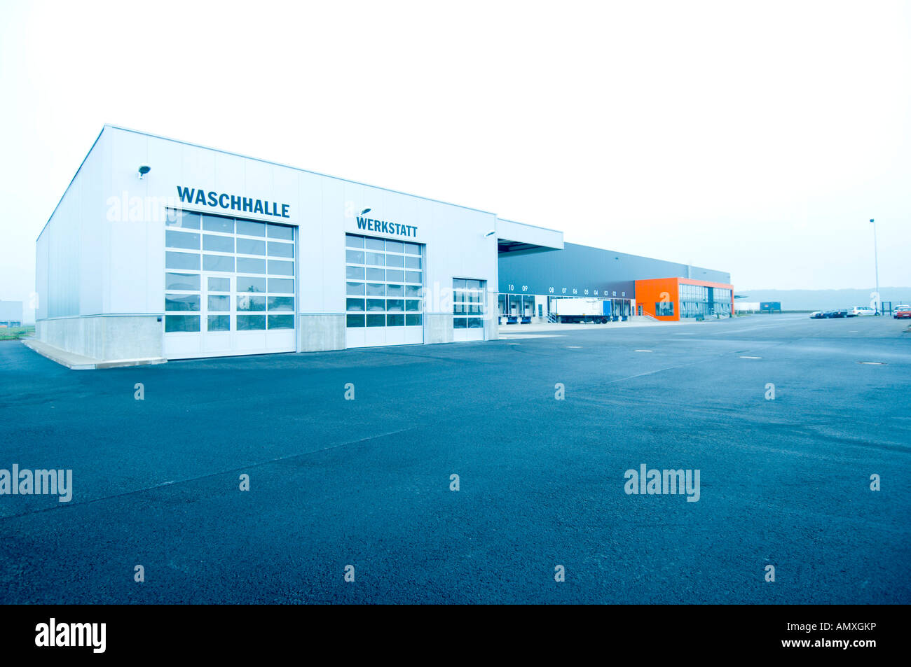 Truck in front of warehouse, Rhineland, Germany Stock Photo - Alamy