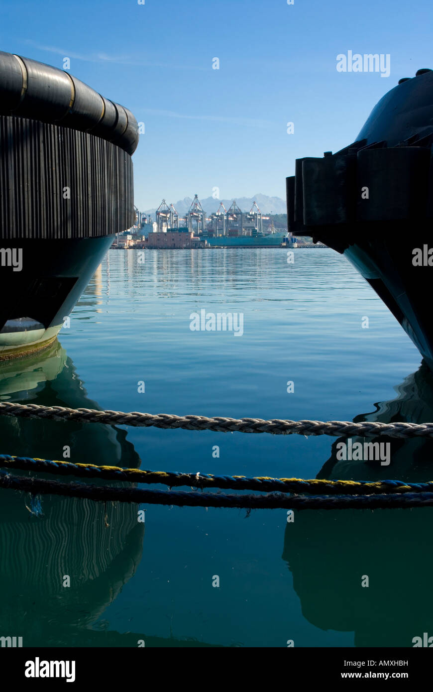 Ships moored at shipyard, La Spezia, Cinque Terre, Liguria, Italy Stock ...
