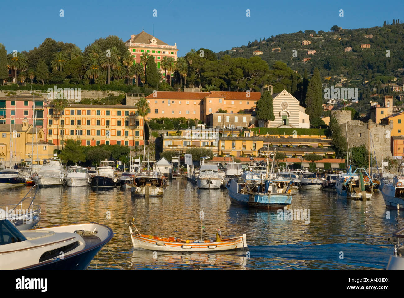 Boats at harbor, Santa Margherita Ligure, Liguria, Ligurian Sea, Italy ...