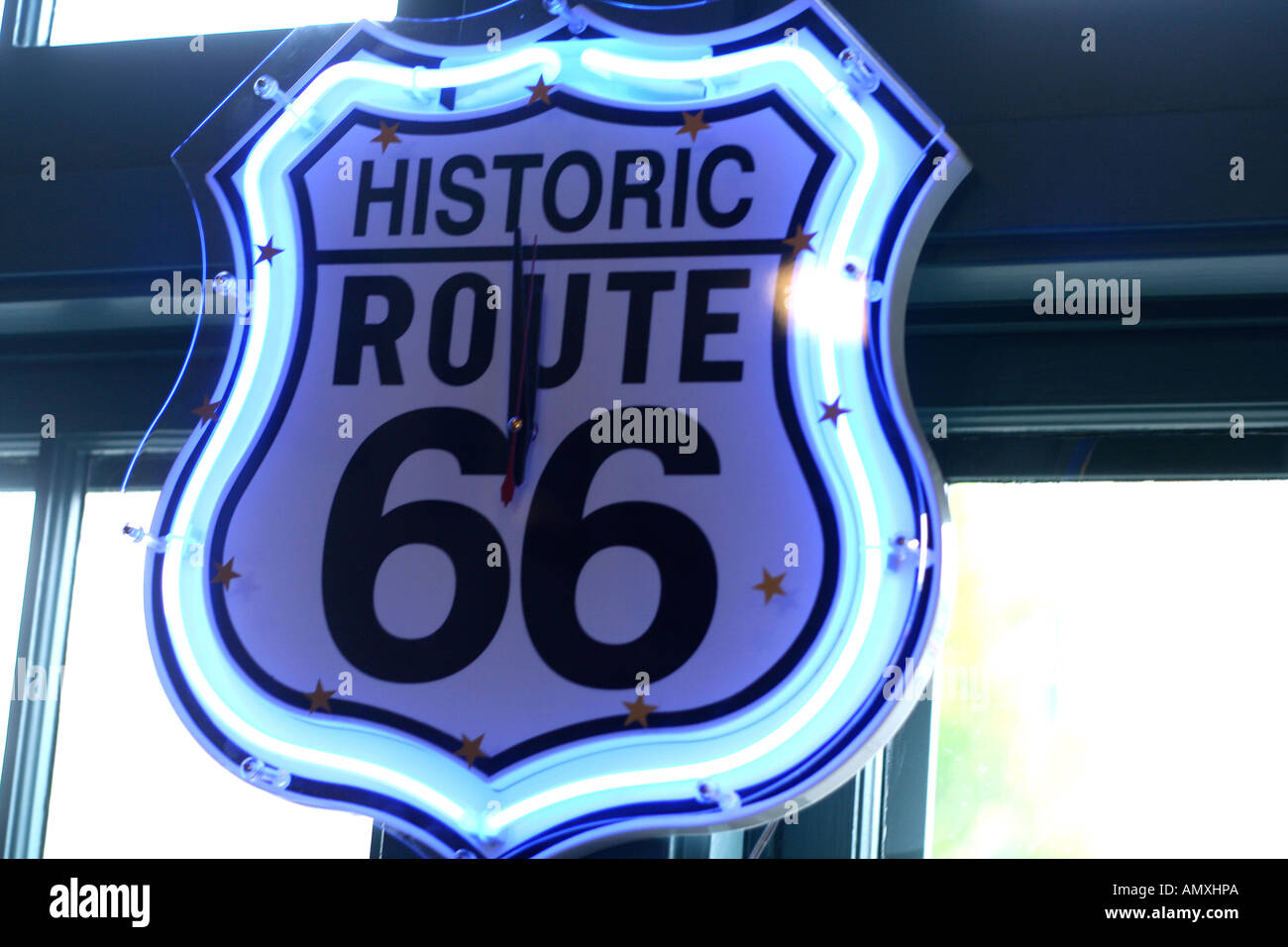 Route 66 is immortalized in a neon sign in Arizona, USA Stock Photo - Alamy