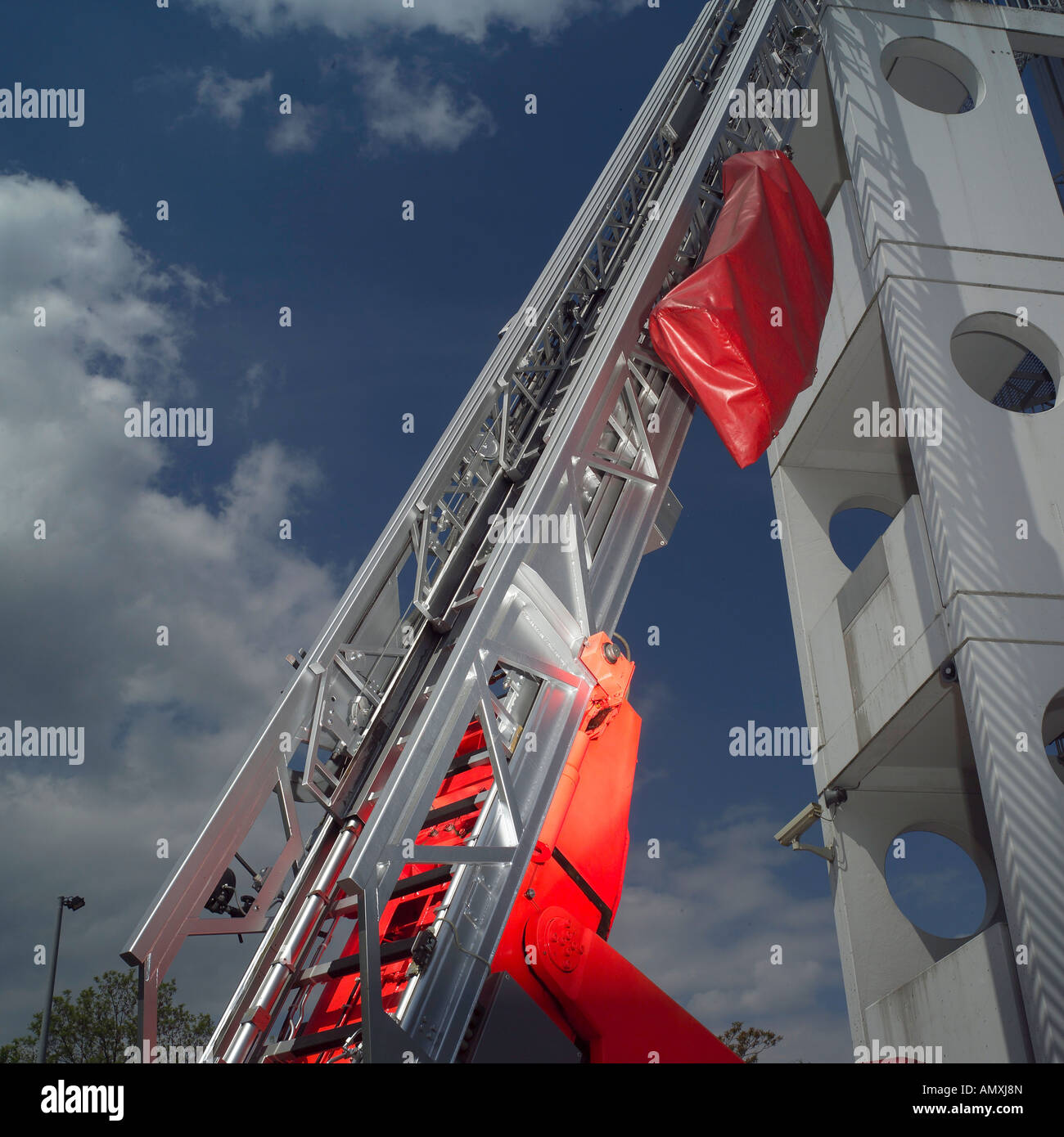 Low angle view of ladder of fire engine Stock Photo - Alamy