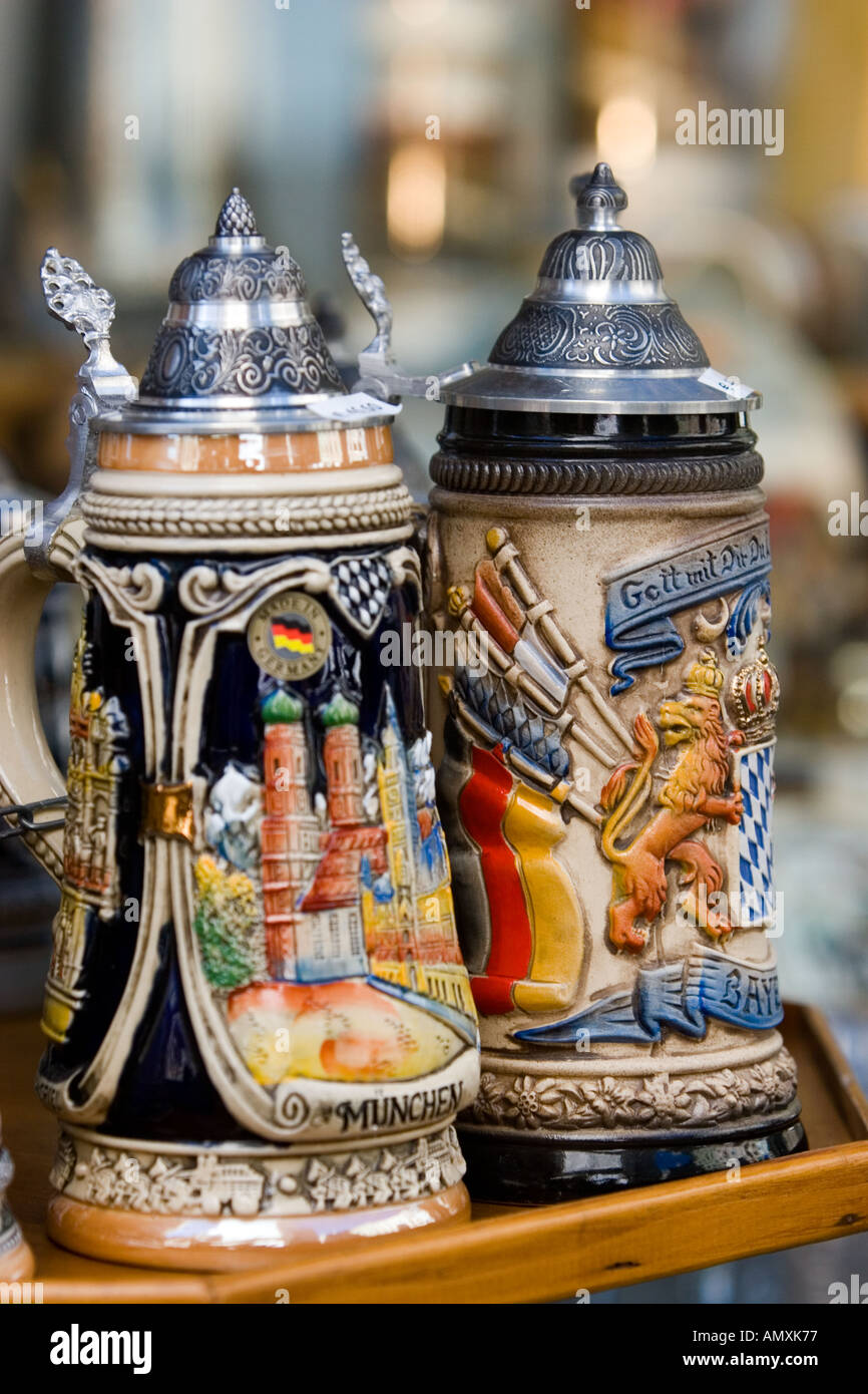 Germany Bavaria Munich Traditional beer mugs Stock Photo - Alamy