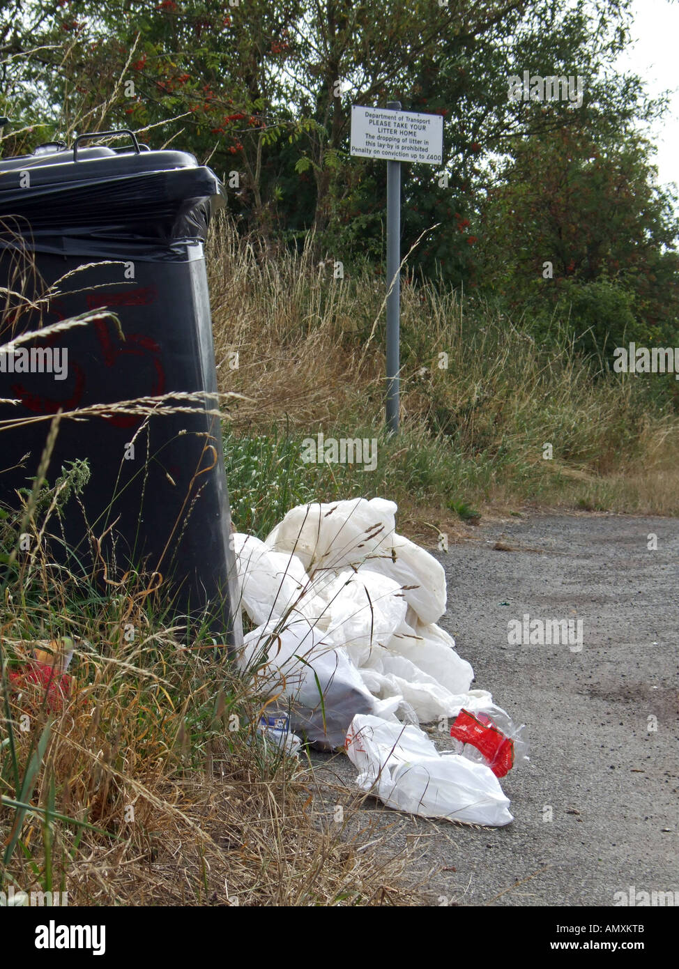 Dumped litter in a lay-by, Britain UK Stock Photo - Alamy