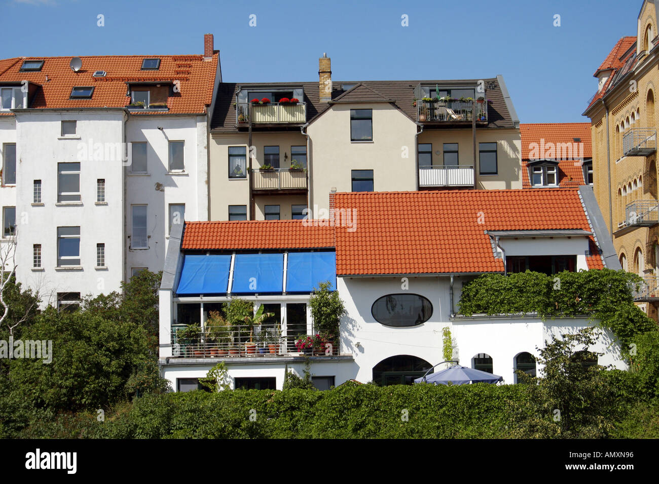 Dwelling houses and mansion in Leipzig Stock Photo - Alamy