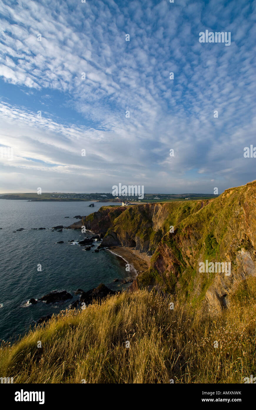 High angle view of mountains at bayside, Bigbury Bay, Bigbury, South ...
