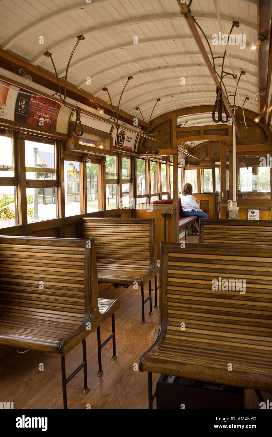 Historic shuttle bus or tram in Dallas Texas Stock Photo - Alamy