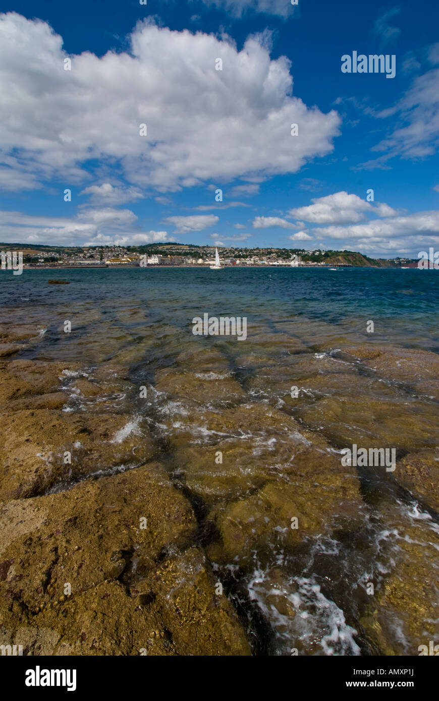 High angle view of river, Teign River, Teignmouth, Devon, England Stock ...