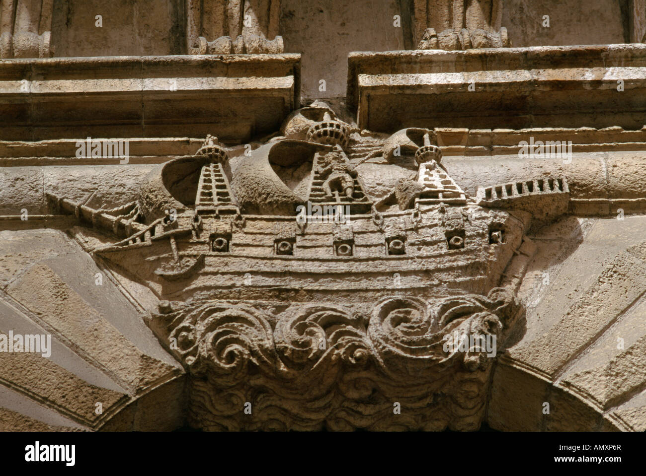 Detail of ship carving La Rochelle Charente Maritime France Poitou ...