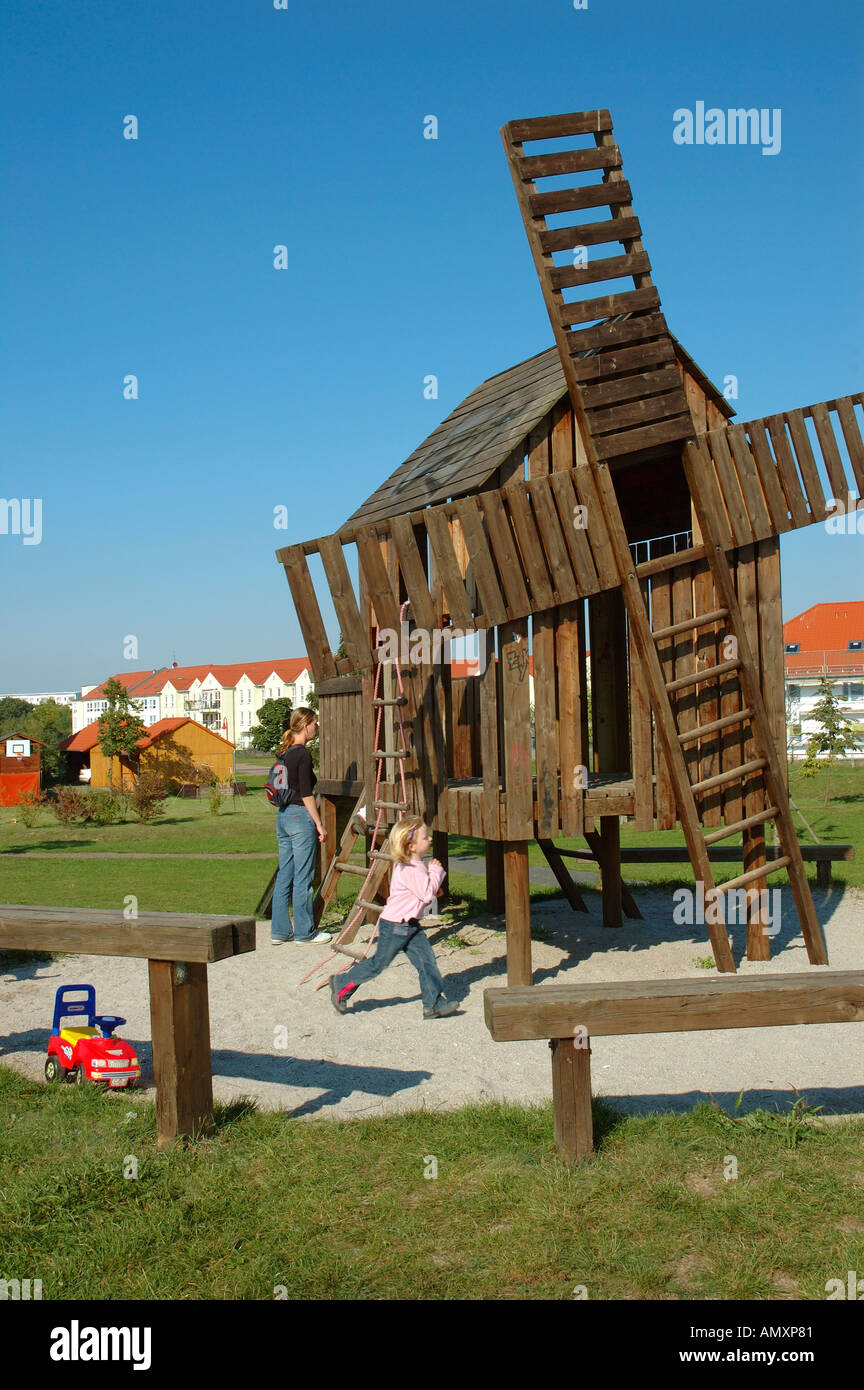New building settlement with a family and terraced houses Stock Photo ...