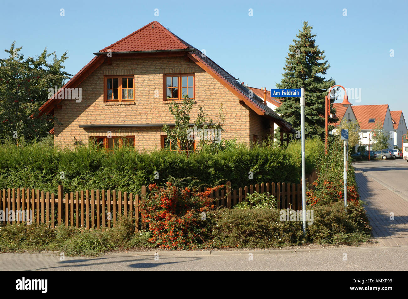 New building settlement with a family and terraced houses Stock Photo ...