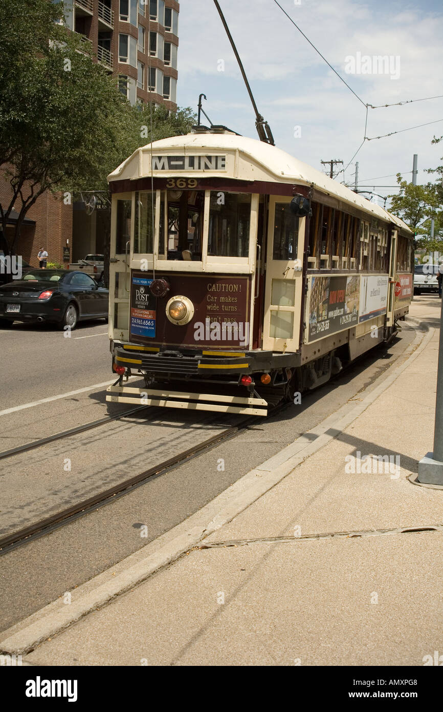 Historic shuttle bus or tram in Dallas Texas Stock Photo - Alamy
