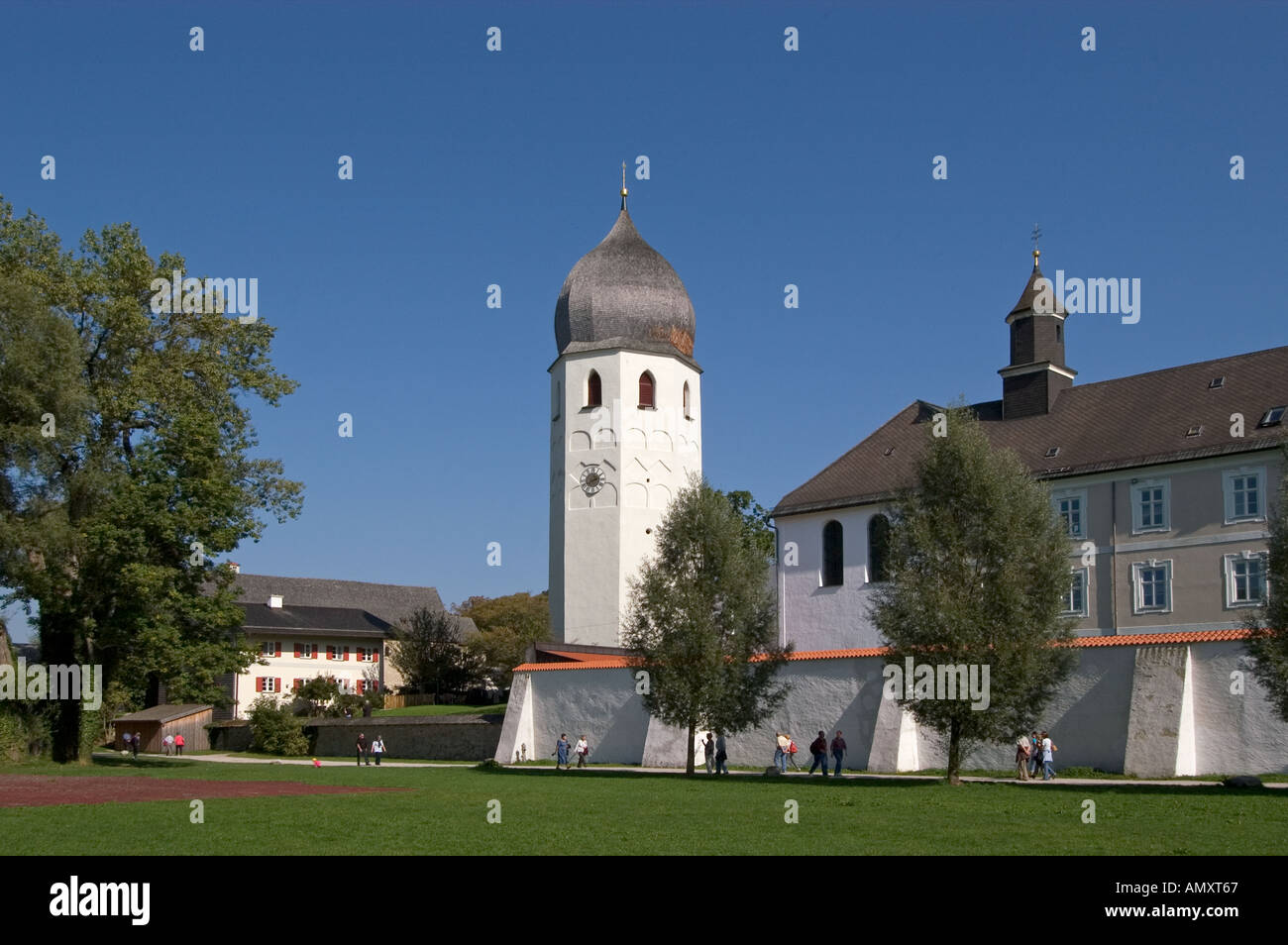 Benedictine monastery on the Fraueninsel at the Lake Chiemsee in the ...