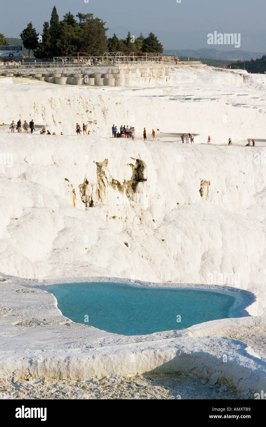 Turkey Pamukkale in the Meander valley sinter terraces consisting of ...