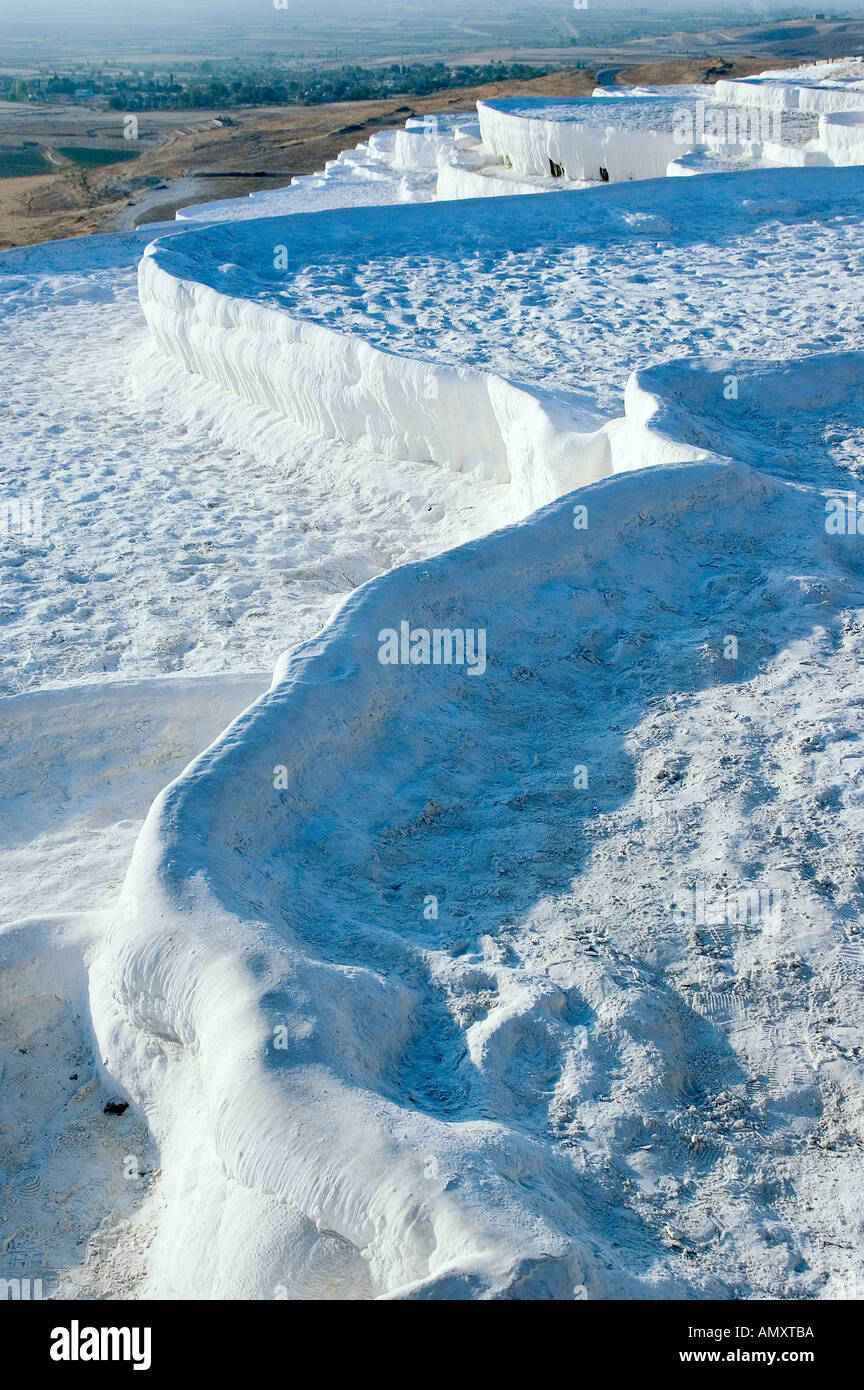 Turkey Pamukkale in the Meander valley sinter terraces consisting of ...