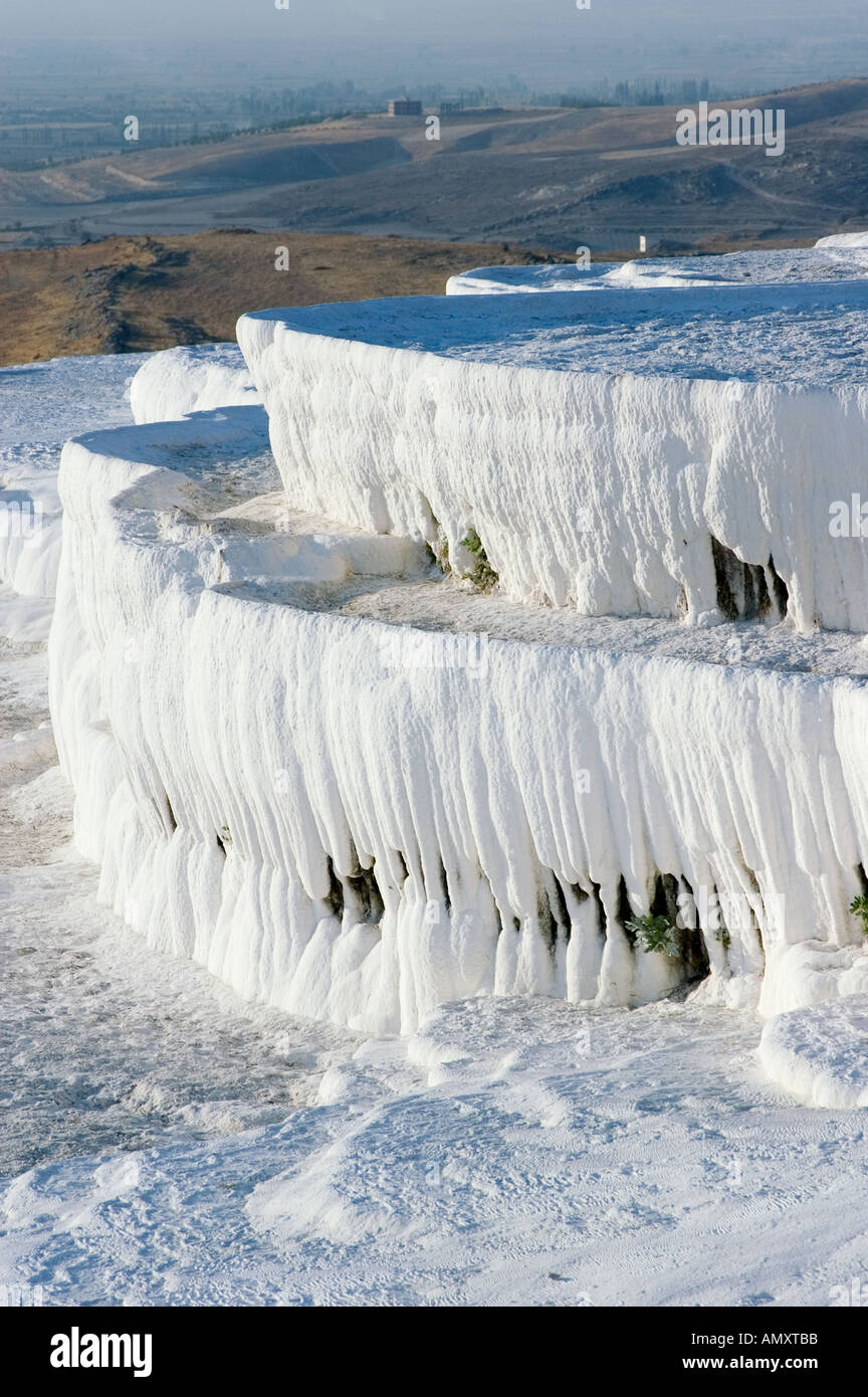 Turkey Pamukkale in the Meander valley sinter terraces consisting of ...