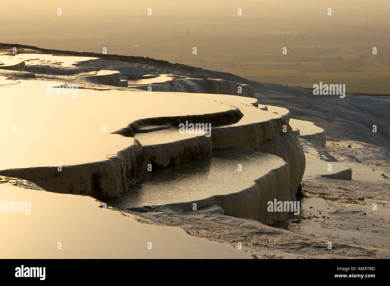 Turkey Pamukkale in the Meander valley sinter terraces consisting of ...