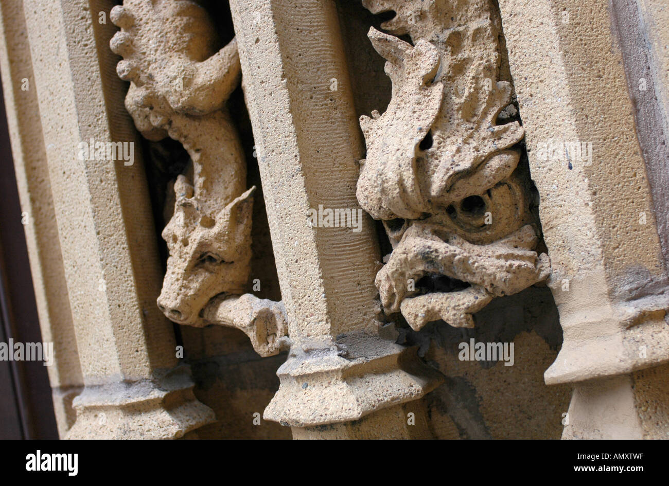 fantastic monsters carved in stone Stock Photo - Alamy