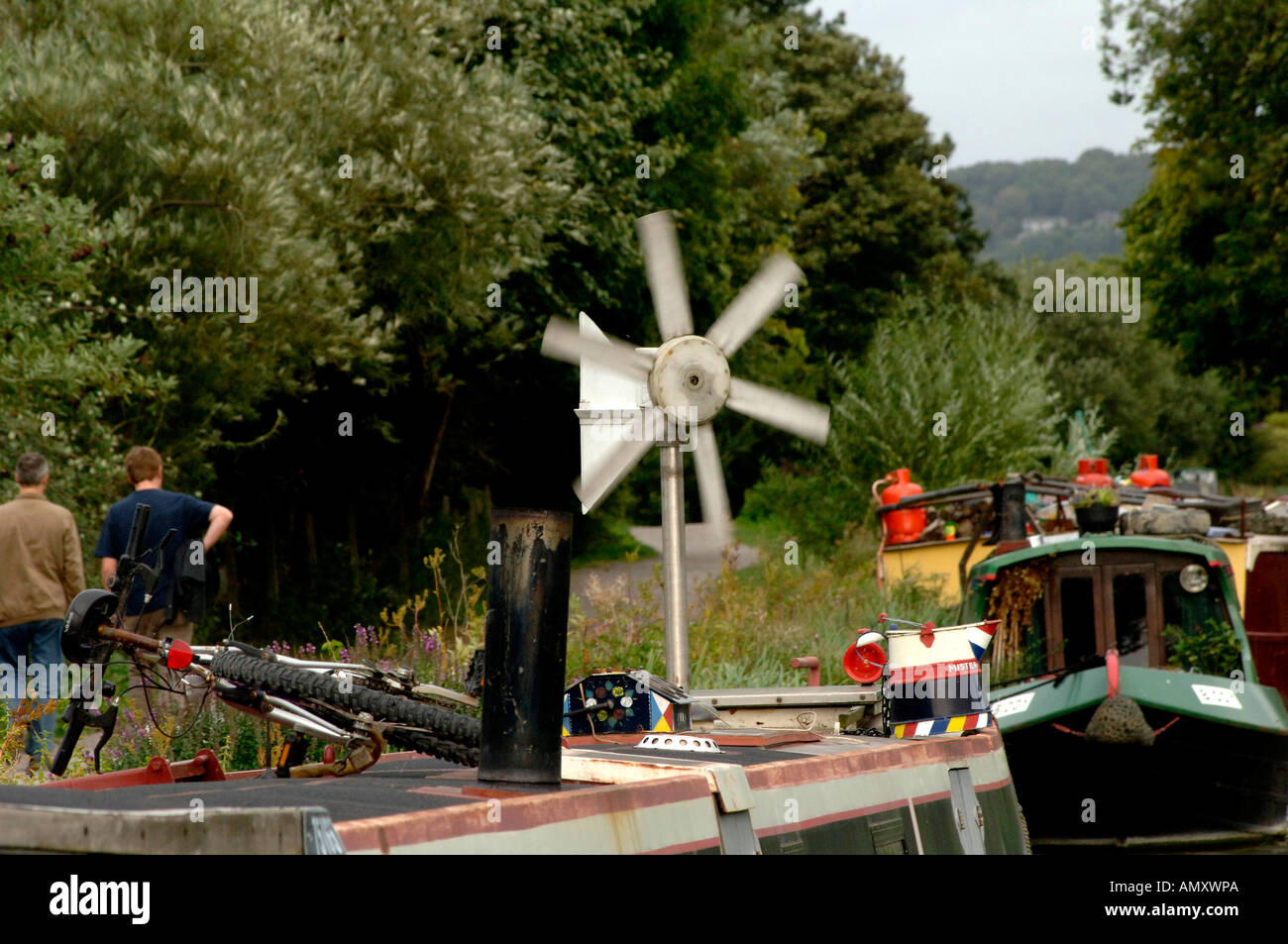 A source of energy on a narrowboat could be wind power as seen here ...