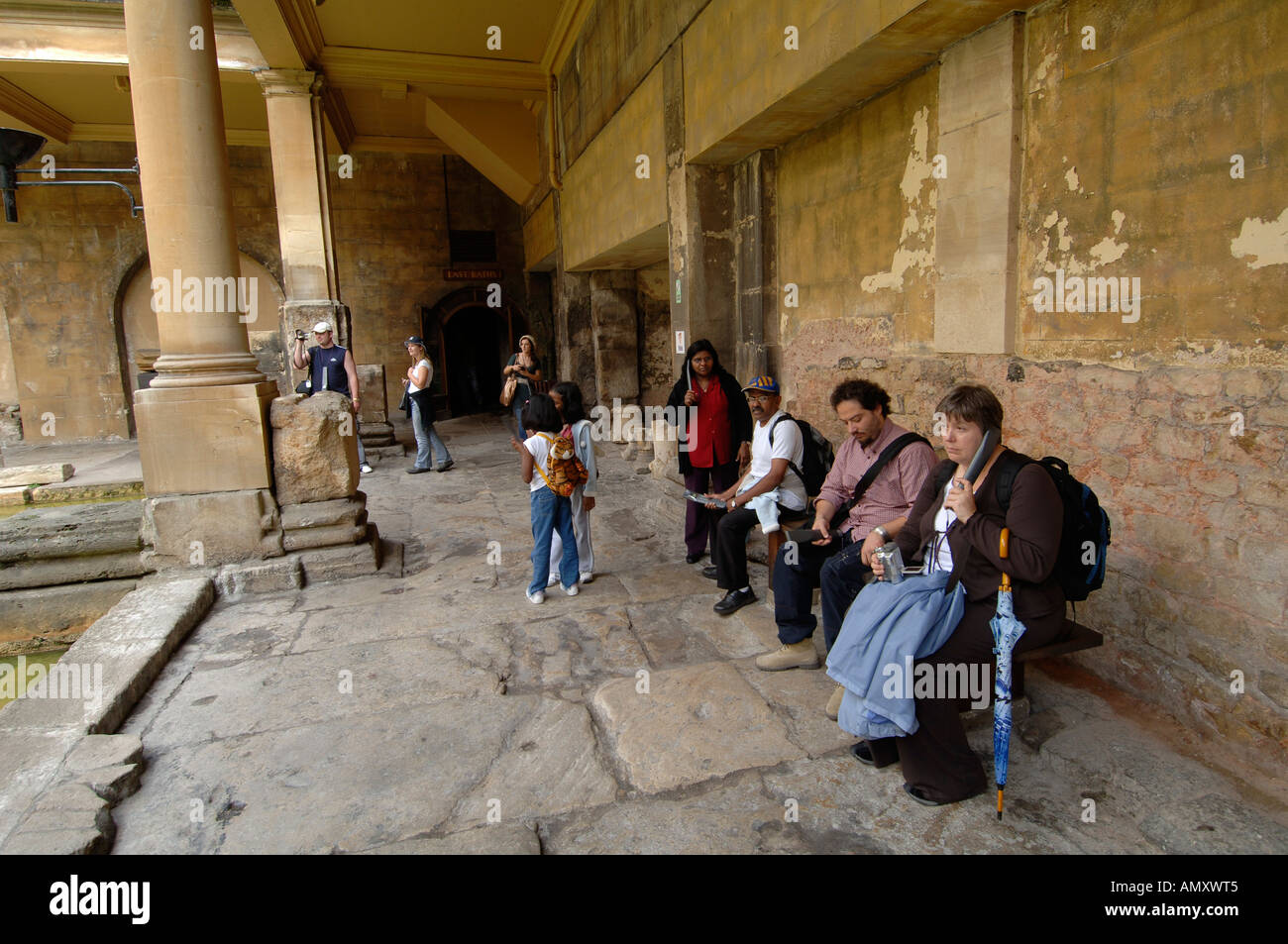 Tourists at the Roman Baths in Bath the ancient place of bathing in the ...