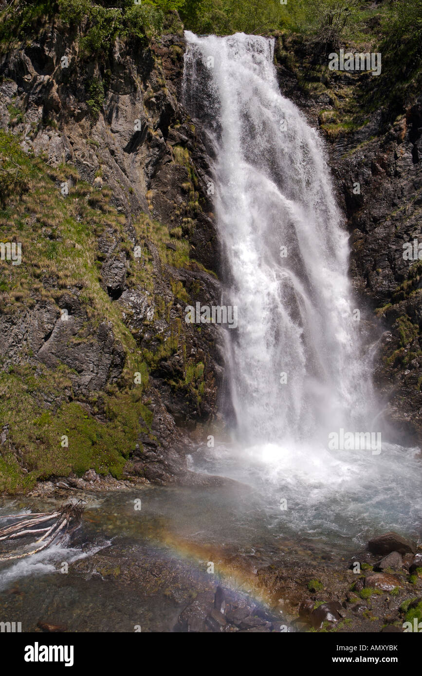 Waterfall, Cascade de Sauth deth pish, Vall d'Aran, Pyrenees, Catalonia ...