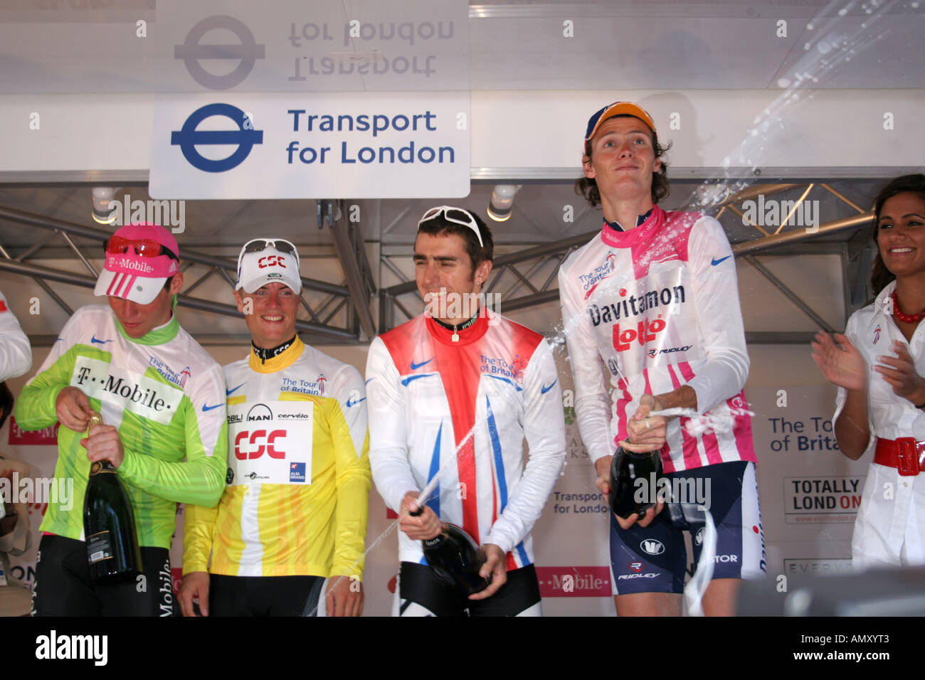 The winners on the podium, Tour of Britain 2006 Stock Photo - Alamy