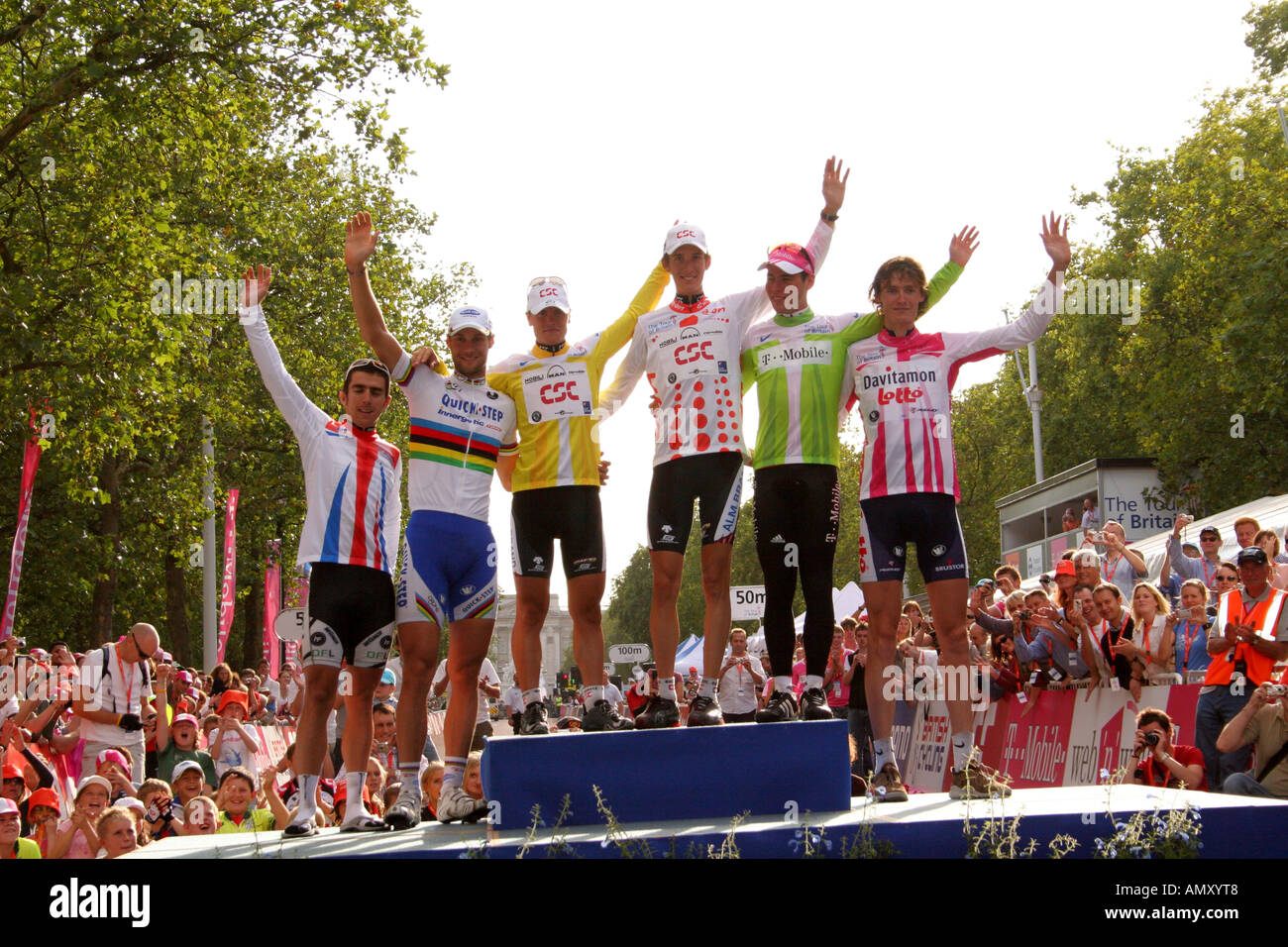 The winners on the podium, Tour of Britain 2006 Stock Photo - Alamy