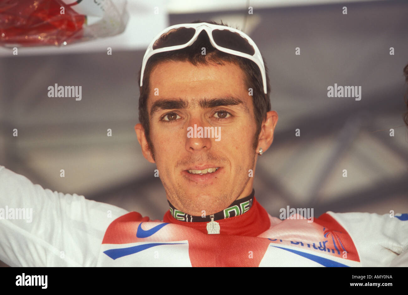 One of the riders on the podium, Tour of Britain 2006 Stock Photo - Alamy