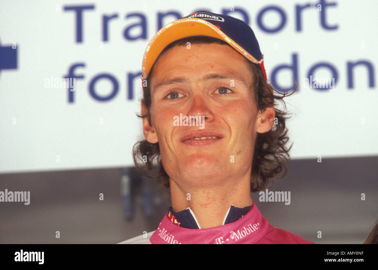 One of the riders on the podium, Tour of Britain 2006 Stock Photo - Alamy
