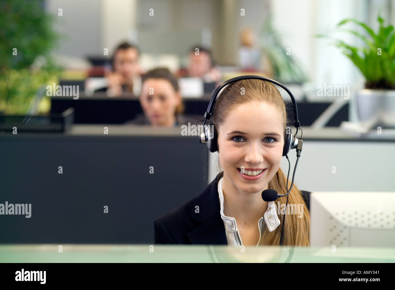 people working in a call center Stock Photo - Alamy