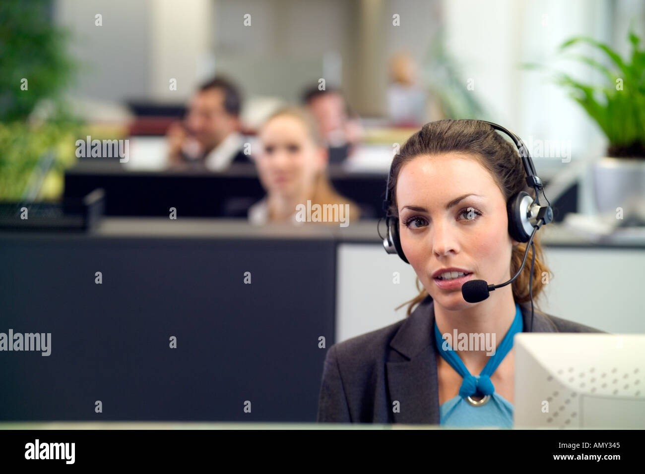 people working in a call center Stock Photo - Alamy