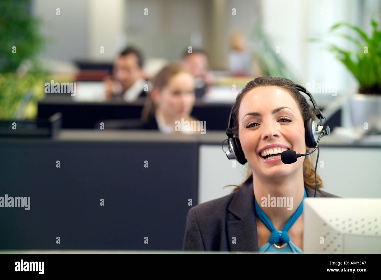 people working in a call center Stock Photo - Alamy