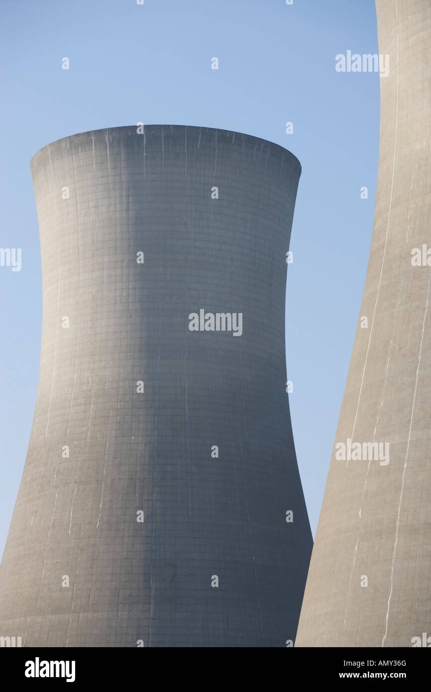 Cooling towers against clear blue sky, Kent, England Stock Photo - Alamy