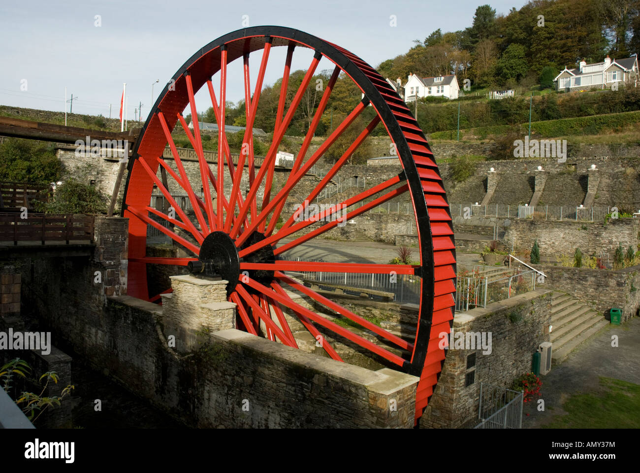 Small waterwheel at the washing floors in Laxey Stock Photo - Alamy