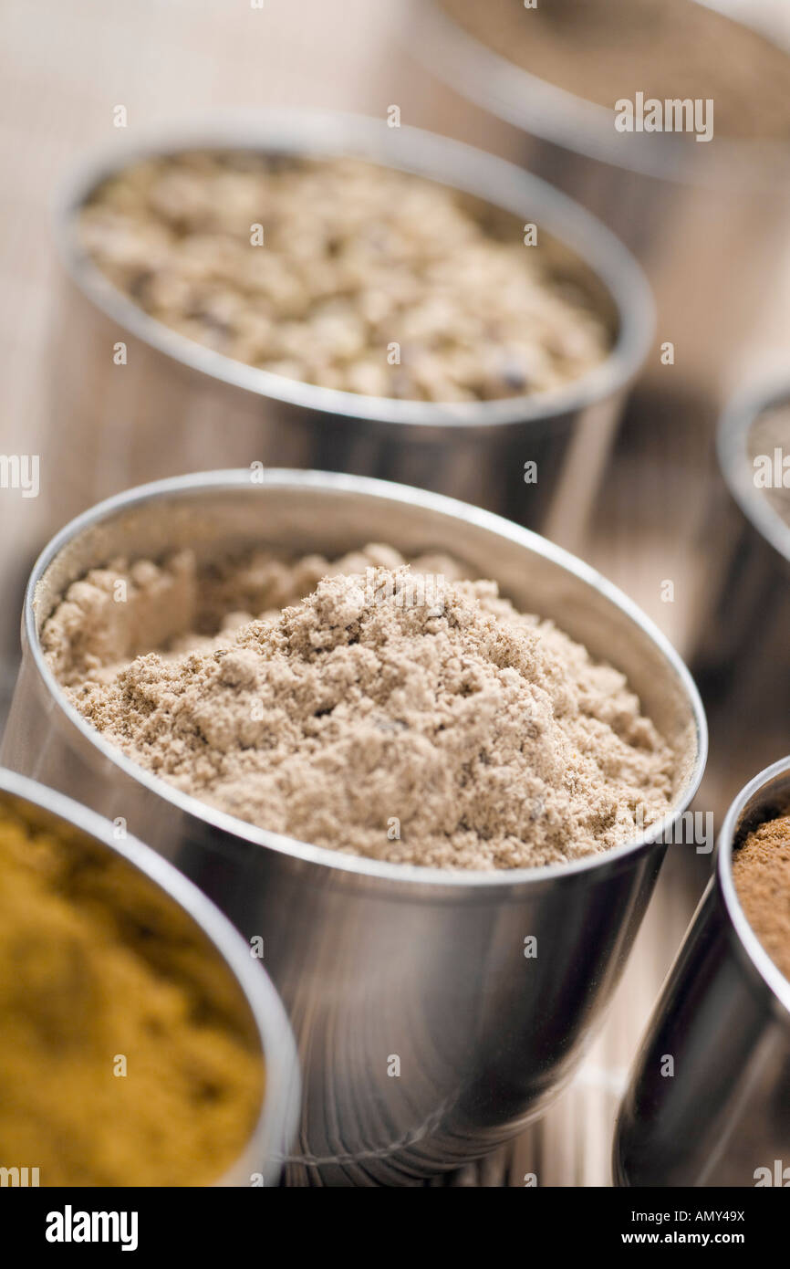 Close-up of herb powder in bowls Stock Photo - Alamy