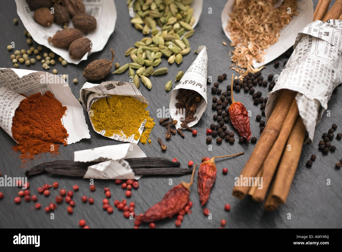 group of spices, close-up Stock Photo - Alamy
