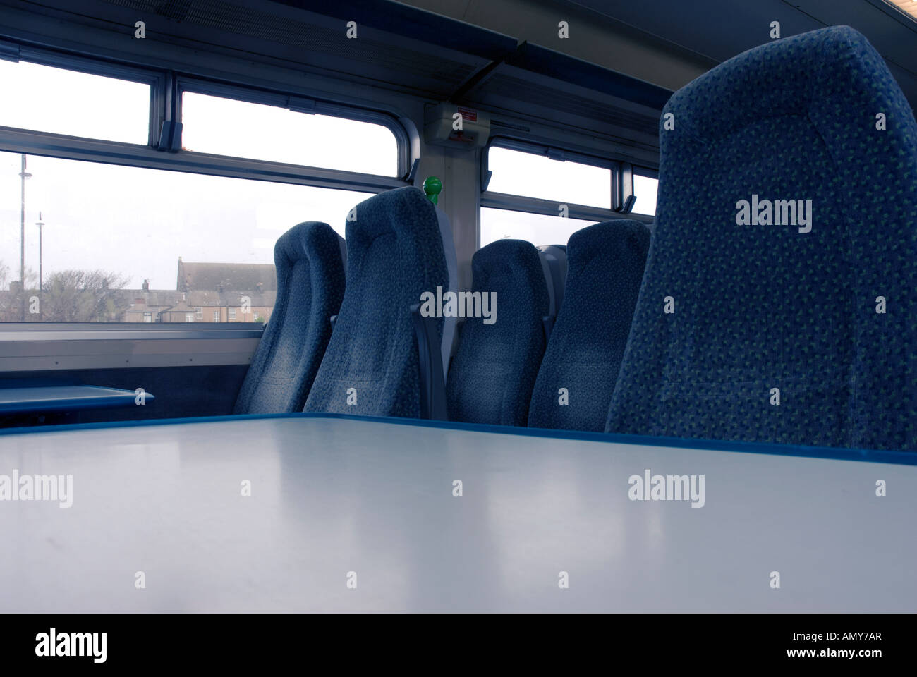 Train interior showing table Stock Photo - Alamy