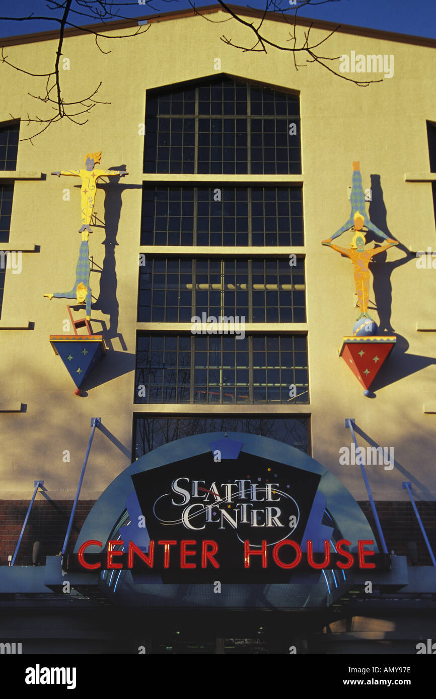 Acrobat art on facade of Center House Seattle Center Seattle Washington ...
