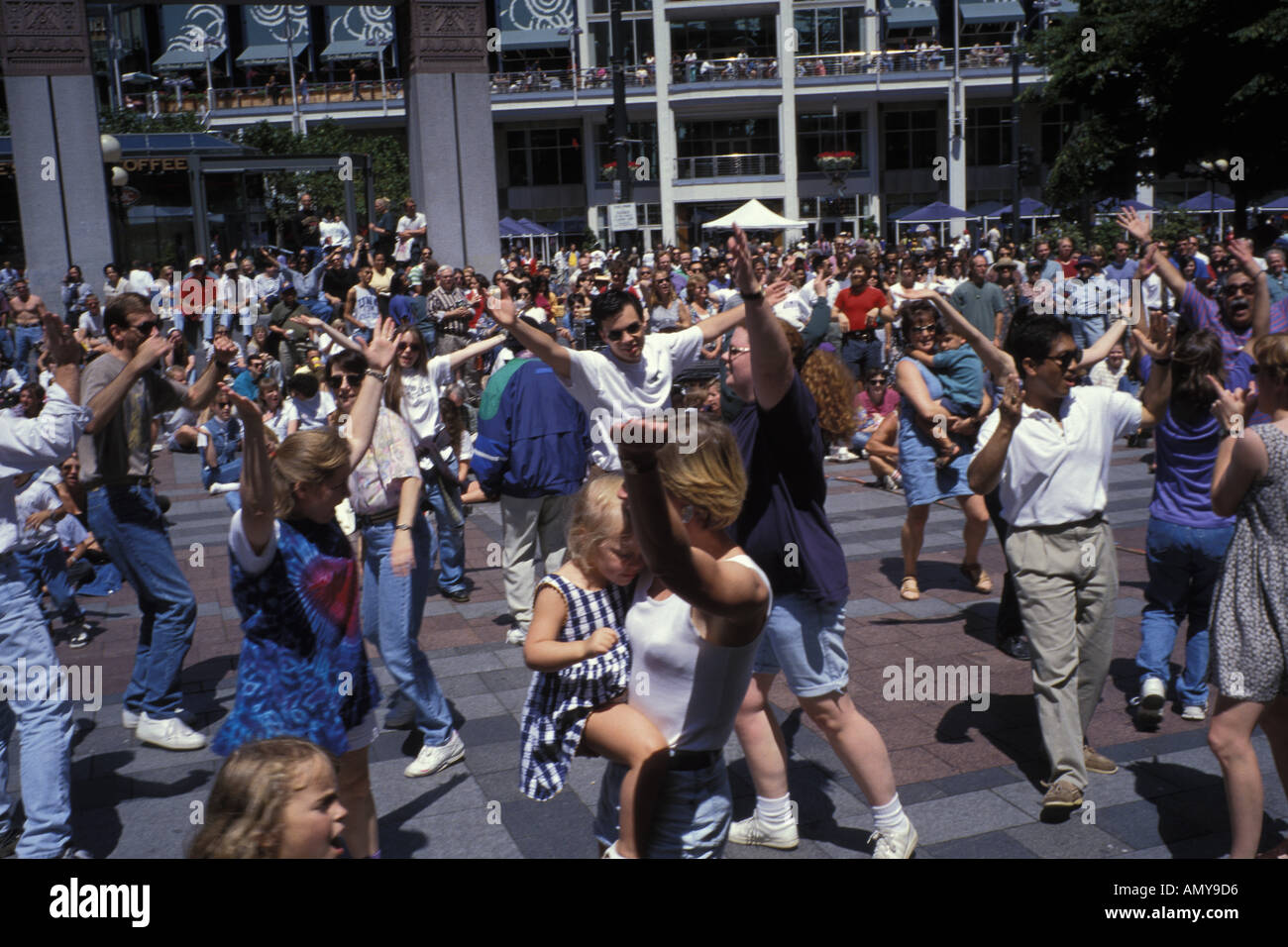 People Dancing Westlake Park In Downtown Seattle Washington Summertime ...