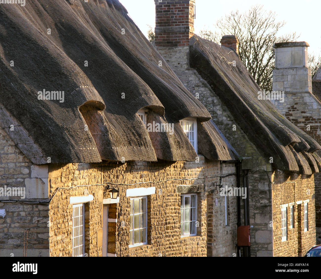 Cottages in the old village of Exton in Rutland Stock Photo - Alamy