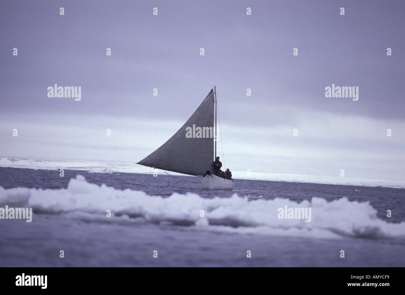AK Native Hunters in Skin Boat Search for Whale AR AK Spring Gambell ...