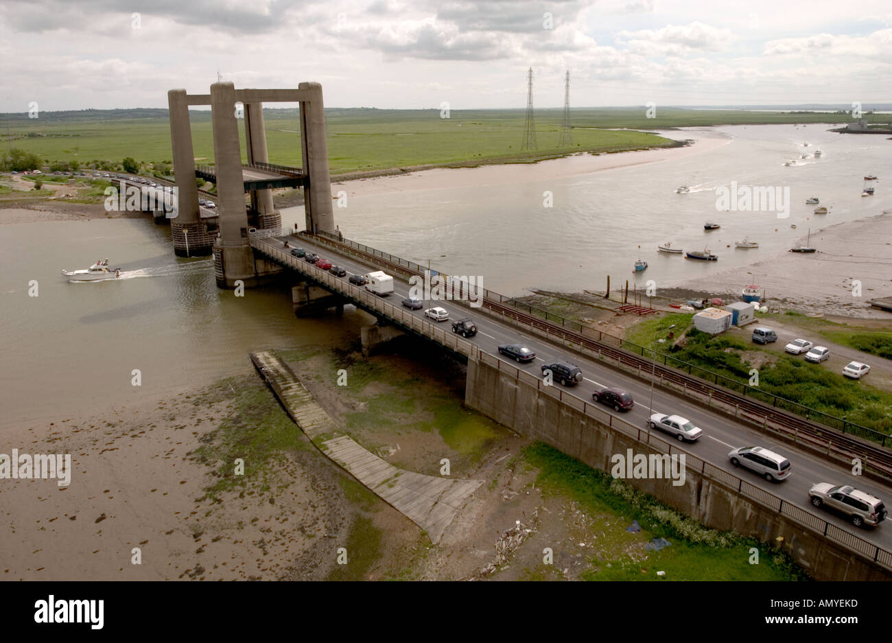 View across the Swale from The Sheppey Crossing bridge Stock Photo - Alamy