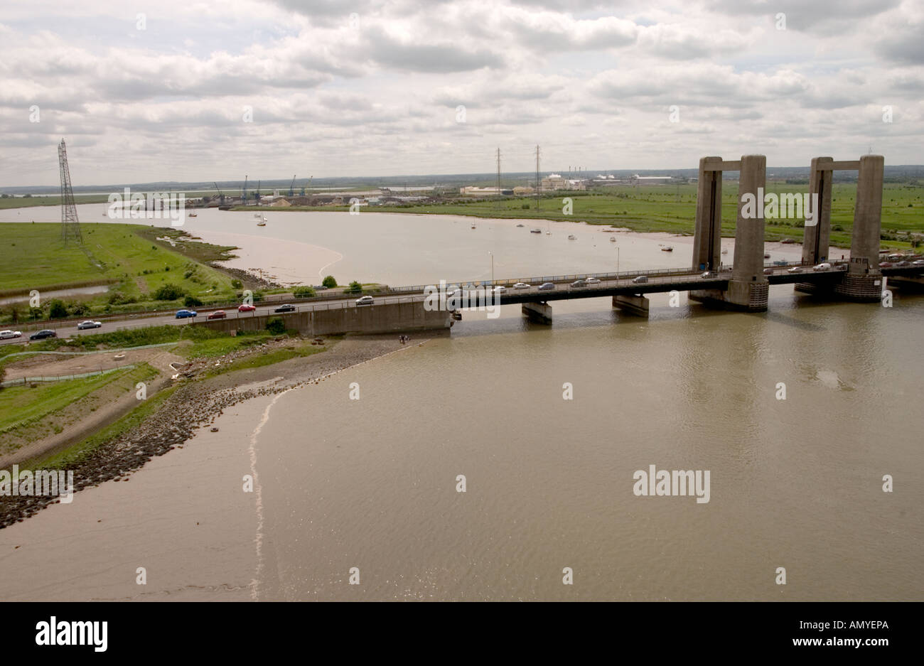 View across the Swale from The Sheppey Crossing bridge Stock Photo - Alamy