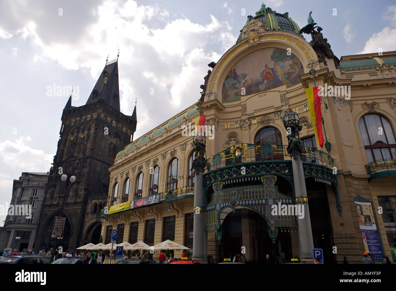 obecni dum, municipal house beside the powder tower in old town trague ...