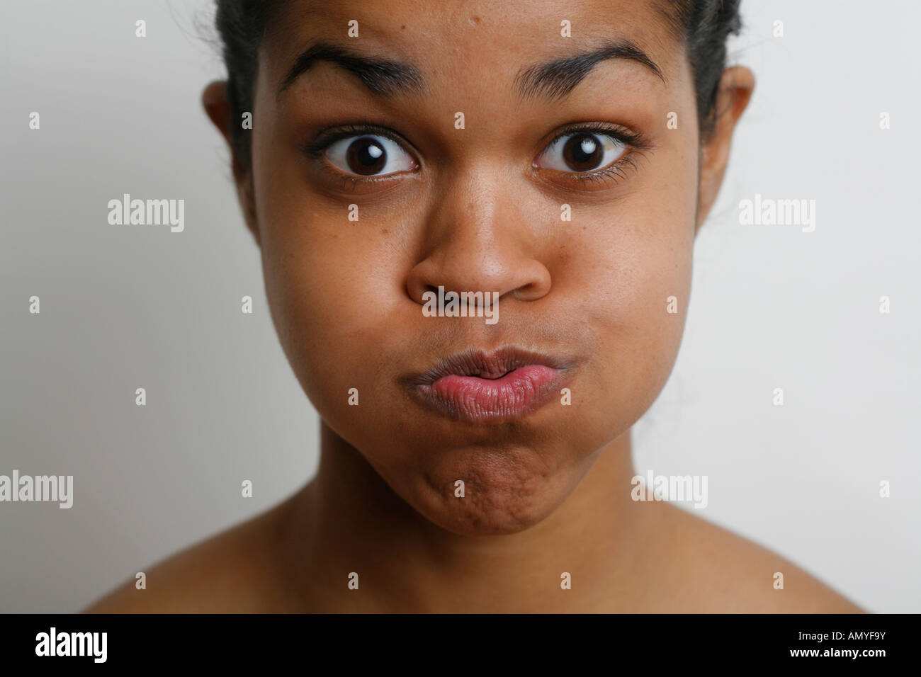 Young woman making funny face, portrait, close-up MR-12-17/18-07 Stock ...