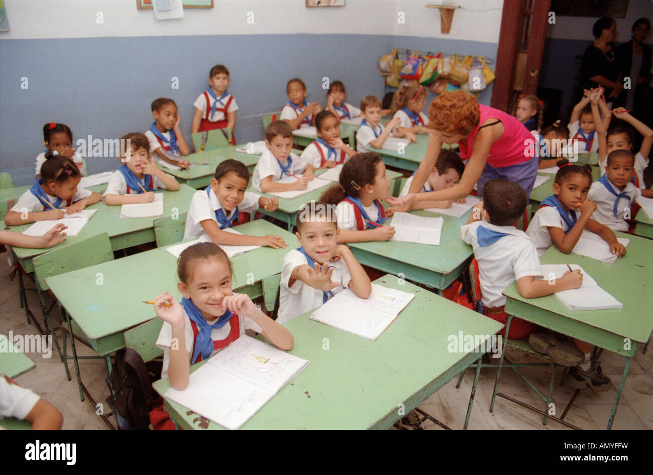 Children and teacher in a primary school classroom in Havana, Cuba ...